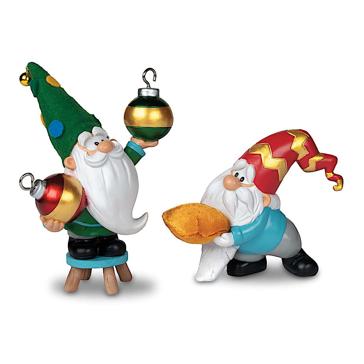 4 Tall Christmas Gnome 2-Piece Figure Set Featuring Fabric Accents ...