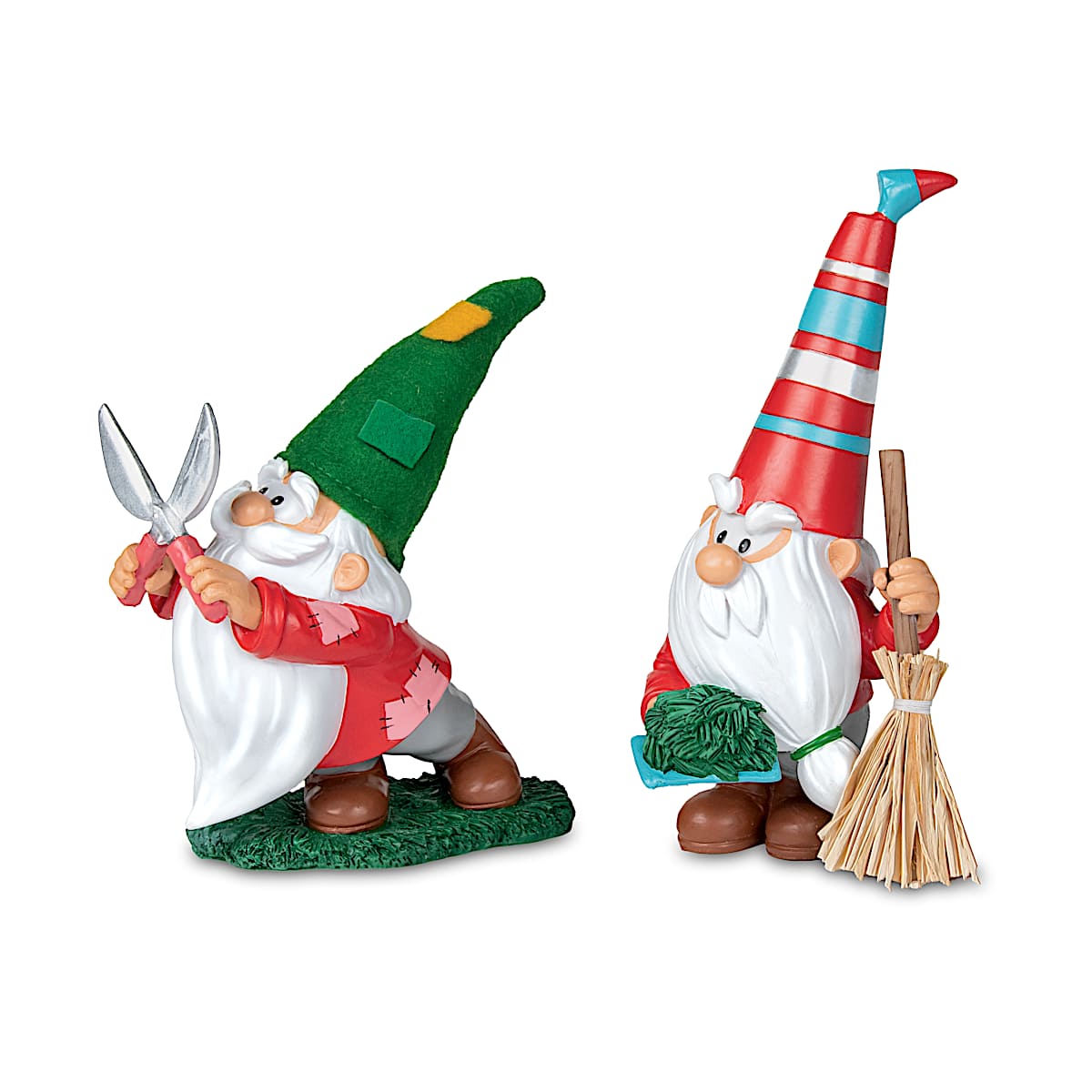 4 Tall Christmas Gnome 2-Piece Figure Set Featuring Fabric Accents ...