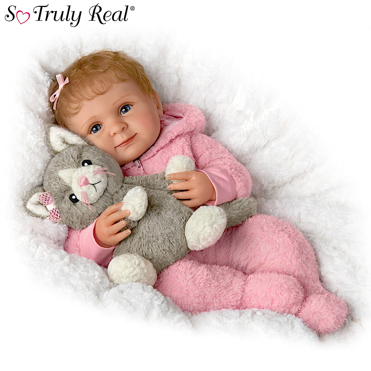 So Truly Real Zoe Lifelike Baby Doll With Pink Sherpa Outfit And Plush ...
