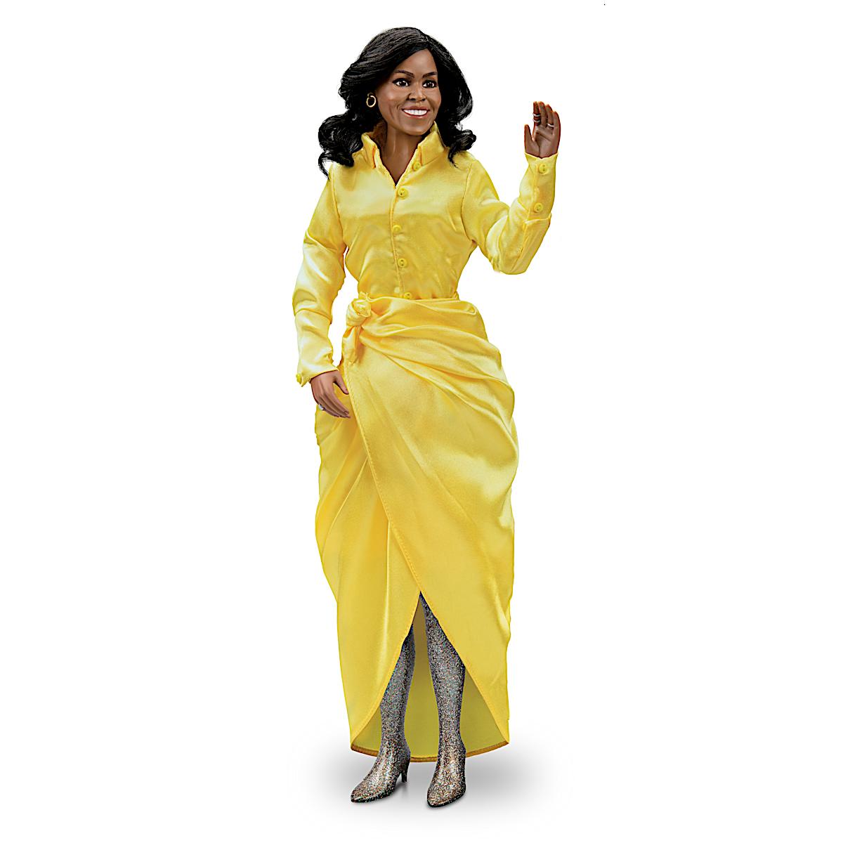 15 Tall Hand-Painted Michelle Obama Porcelain Doll With Yellow Dress ...